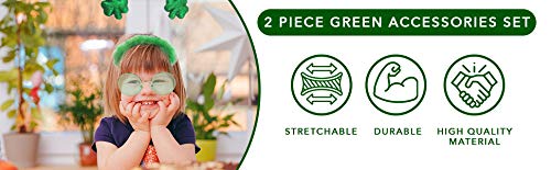SunnyPro St Patricks Day Accessories Shamrock Headband Saint Patricks Glasses Sunglasses