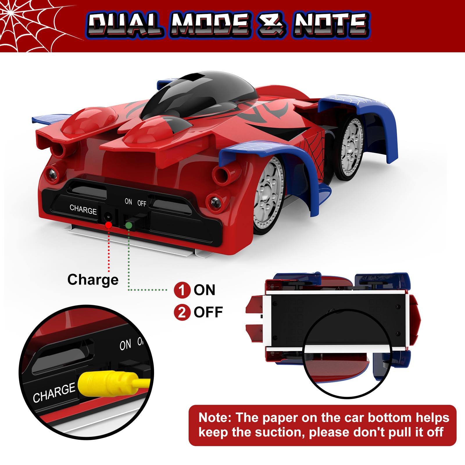 Aomifmik Wall Climbing Remote Control Car, 360° Rotating RC Stunt Car with Headlight, Rechargeable RC Car Toys for 3 4 5 6 7 8-12 Year Old Boys Girls Kids