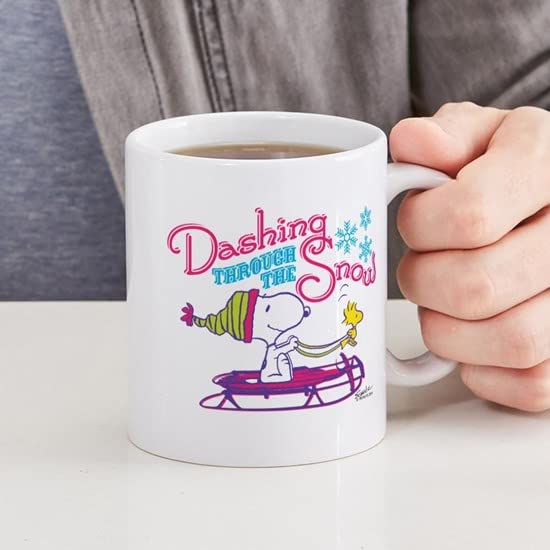 CafePress Snoopy And Woodstock Dashing Through Sn Large Mug Ceramic Coffee Mug, Tea Cup 11 oz