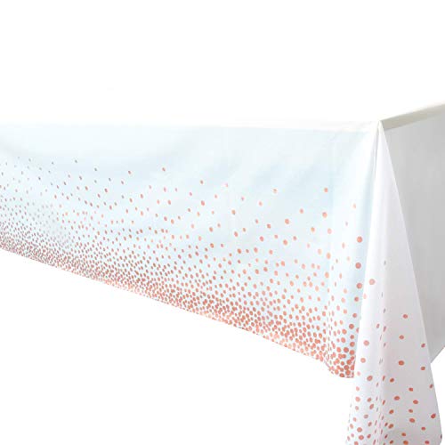 4 Pack - Plastic Tablecloths for Rectangle Tables,- Rose Gold Dot Confetti Party Table Cloths Disposable,Rectangular Table Covers, for Parties Thanksgiving Christmas Wedding, Anniversary,- 54" x 108"
