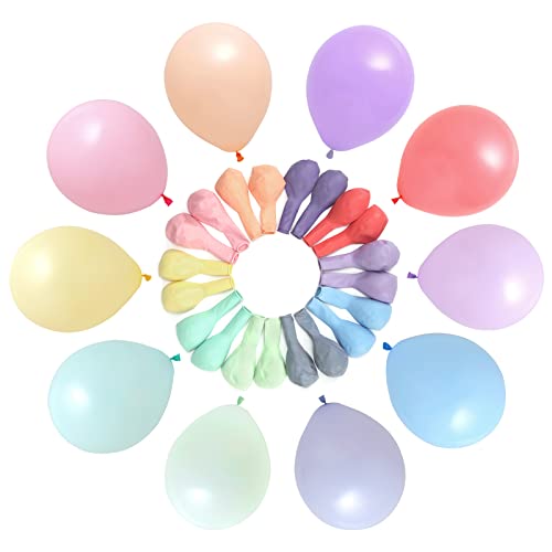 RUBFAC 120pcs Pastel Balloons Assorted Colors 12 Inches Multicolor Macaron Balloons for Kid's Birthday Rainbow Party Baby Shower Arch Garland Decoration