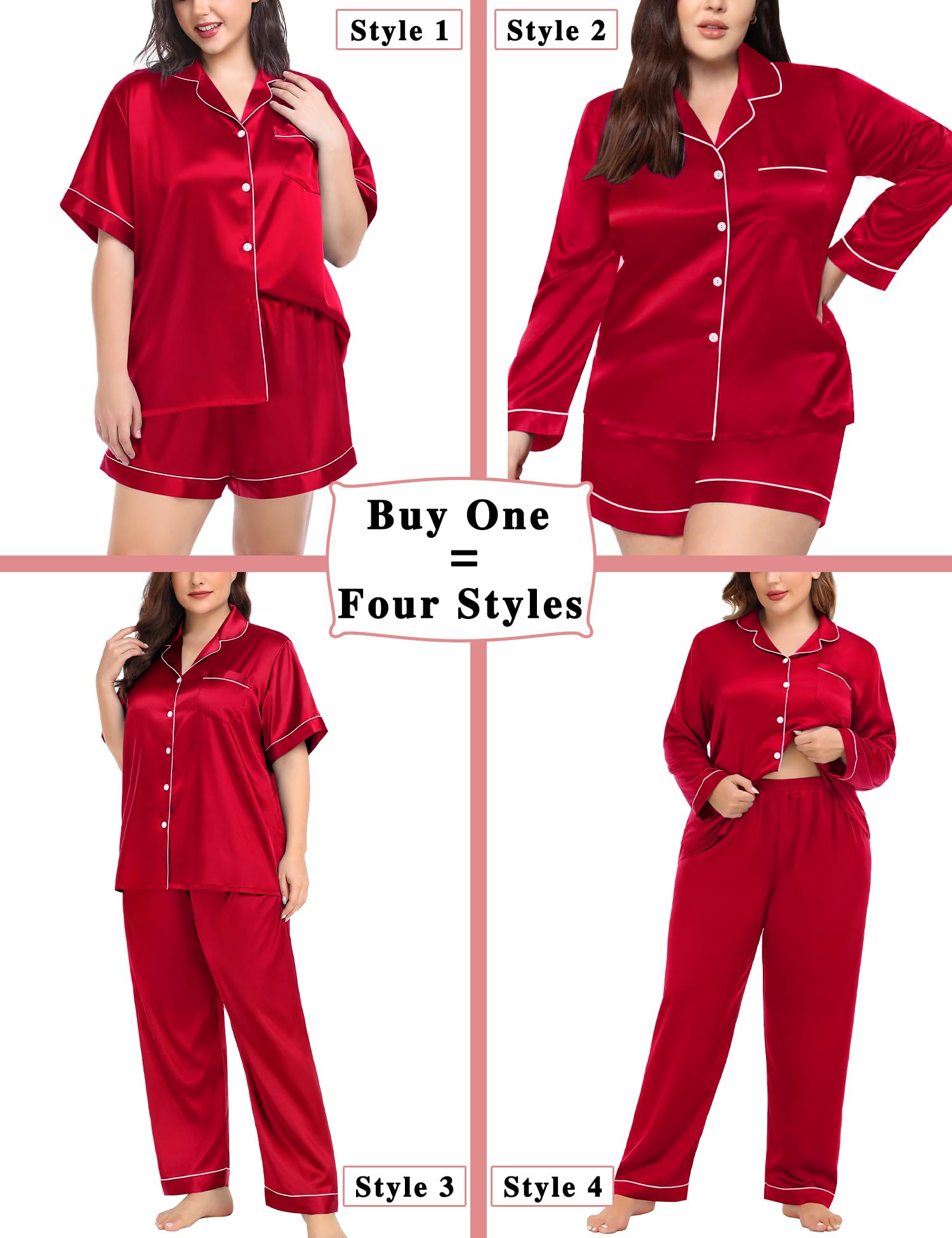 SWOMOG Women’s Pajama Long Sleeve Sleepwear Two Piece Pajamas Set Soft Pj Lounge Sets Red