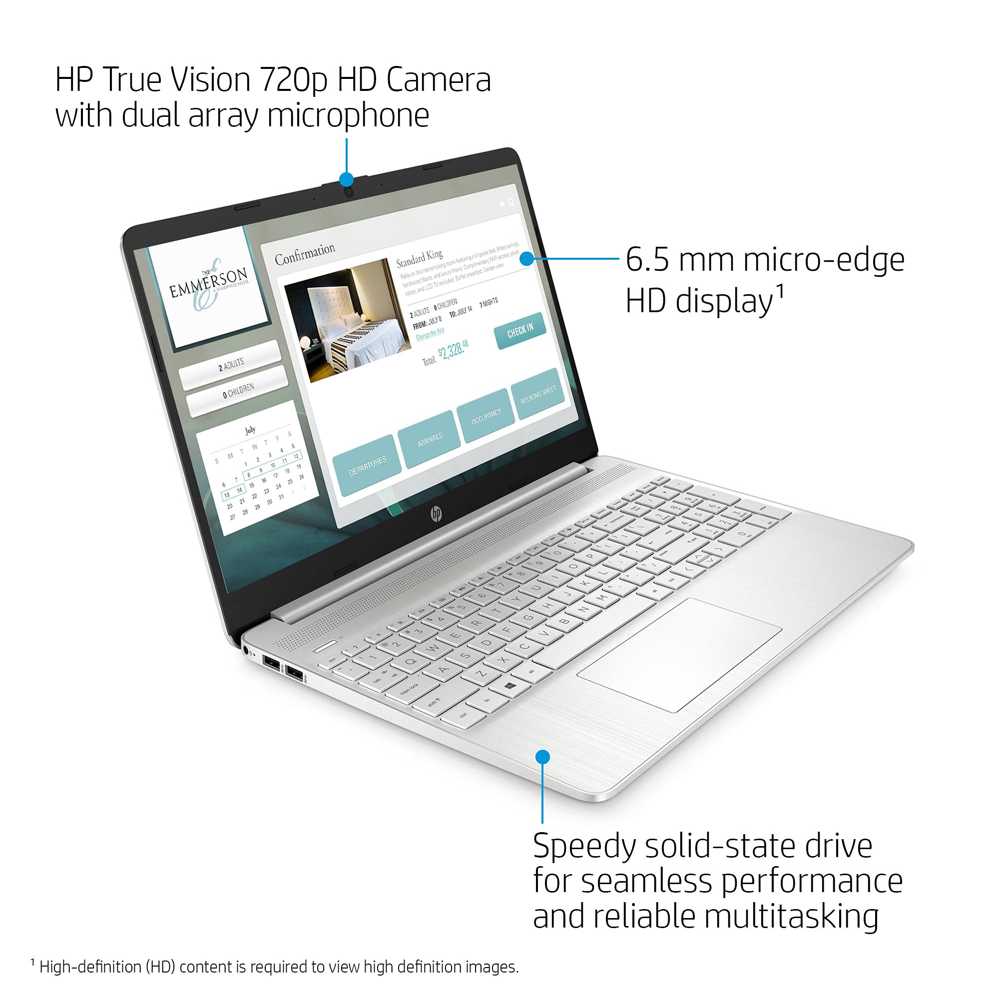 2021 Newest HP 15.6" HD Display Laptop, AMD Athlon Silver 3050U(up to 3.2GHz, Beat i3-8130U), 16GB RAM, 1TB SSD, 1-Year Office 365, WiFi, Bluetooth, HDMI, Webcam, Win 10S, Silver, JVQ Mouse+Sleeve