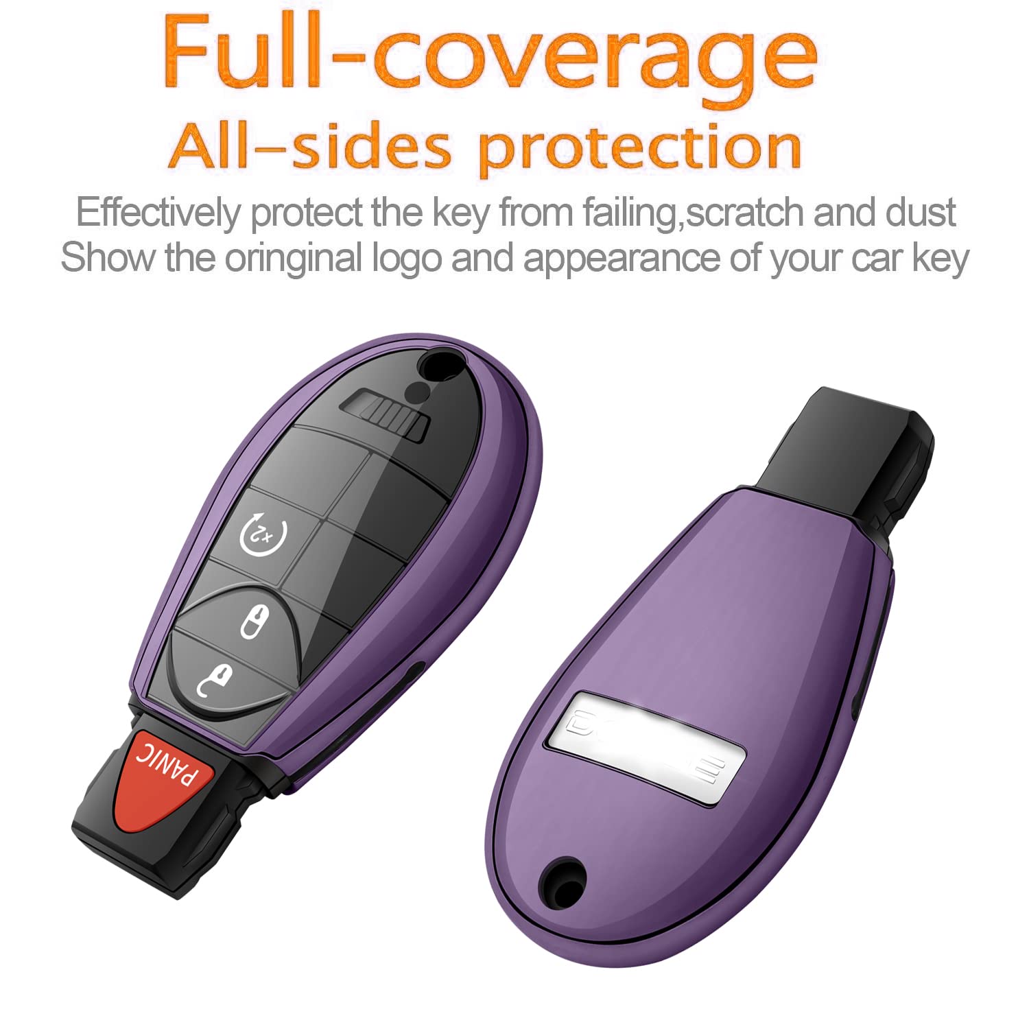 Houking for Dodge Key fob Cover,Soft Protector Case Key Shell with Leather Keychain,Fit for Grand Caravan Charger Challenger Durango Journey Magnum Ram Remote Key,Key Case Purple Black