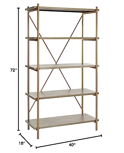 Safavieh Home Collection Rigby 5 Tier Etagere, Rustic Oak/Gold