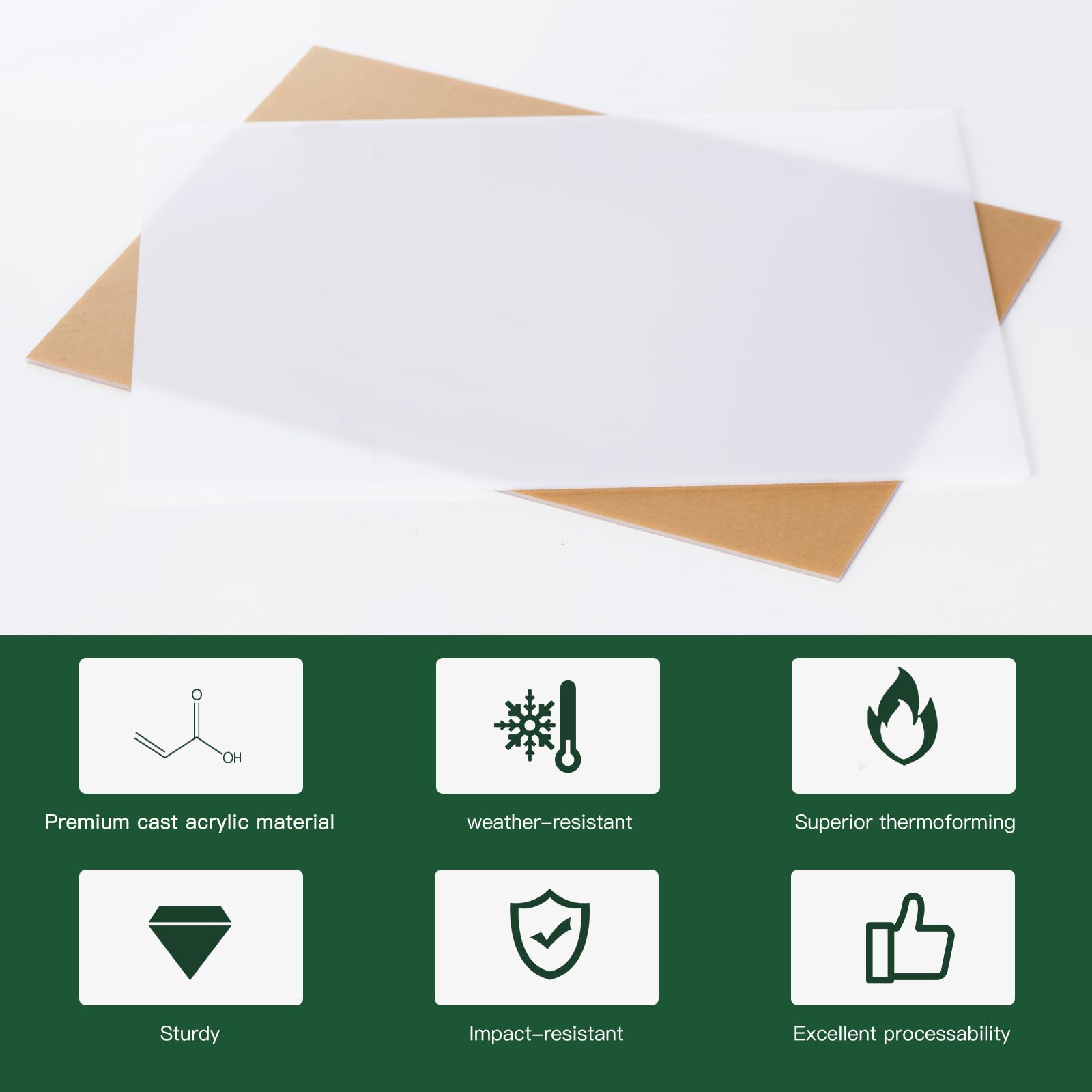 UU&FIL White Acrylic Sheets 12" x 16"x 1/8", 2 Pack 38.7% Translucent White Cast plexiglass Sheets for DIY Display Projects, Signage, Craft, Photo Frame, Painting and Easy to Cut.