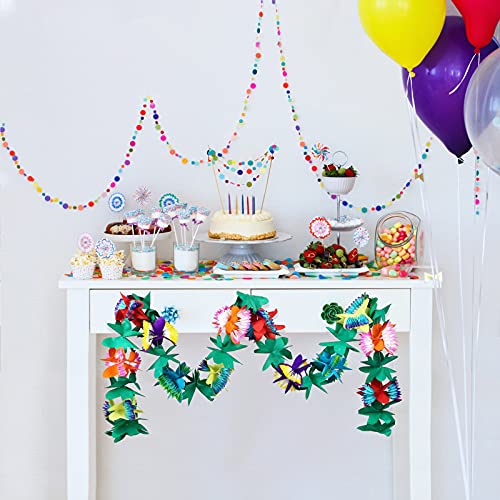 KESOTE 3 Pack Tropical Paper Flower Garland Decorations, Tissue Flower Banner for Hawaiian Luau Summer Tiki Bar Tropical Party Decor
