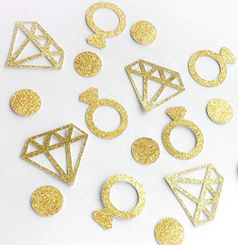 Gold Confetti (300Pcs) Diamond ring confetti Glitter Confetti Wedding Table Decoration Party Table Confetti Bridal Shower Engagement party hen party decor Table Scatter Valentines Day Baby Shower