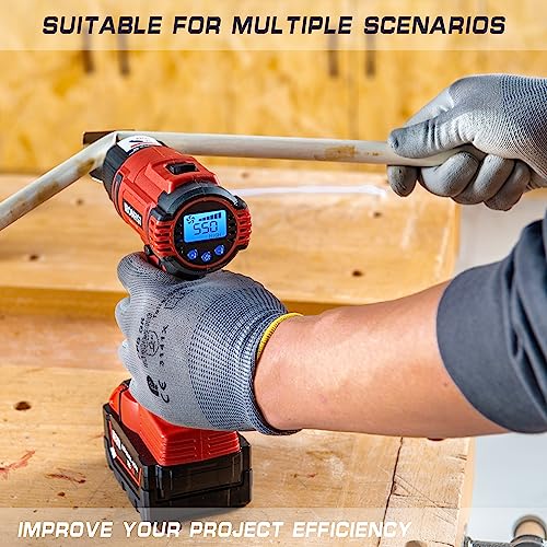 IRONFIST Heat Gun Cordless for Milwaukee M18 Battery, Welding Hot Air Gun with Digital Display 2-Temp Setting & 6 Gear Wind Speed Adjustable with Storage bag & 5 Nozzles (Battery NOT Included)