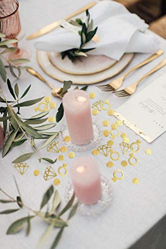 Gold Confetti (300Pcs) Diamond ring confetti Glitter Confetti Wedding Table Decoration Party Table Confetti Bridal Shower Engagement party hen party decor Table Scatter Valentines Day Baby Shower