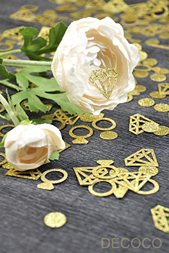 Gold Confetti (300Pcs) Diamond ring confetti Glitter Confetti Wedding Table Decoration Party Table Confetti Bridal Shower Engagement party hen party decor Table Scatter Valentines Day Baby Shower