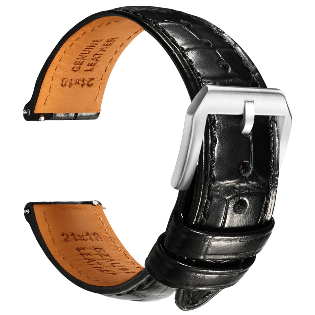 REZERO Leather Watch Bands for Men, Quick Release Watch Straps, Luxury Italian Alligator Grain Embossed Band Replacements 19mm 20mm 21mm 22mm