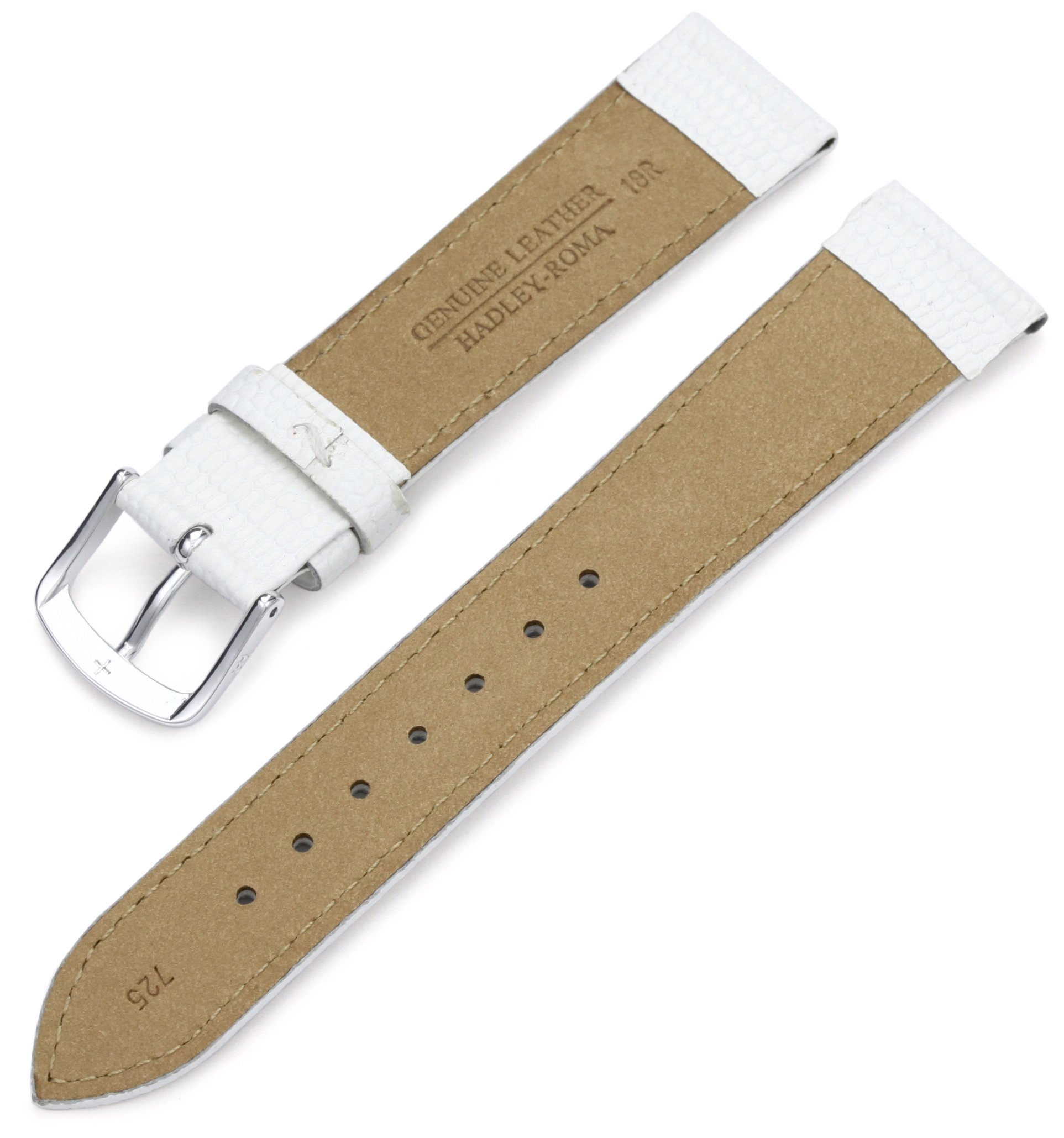 Hadley-Roma 16mm 'Men's' Leather Watch Strap, Color:White (Model: MSM725RT 160)
