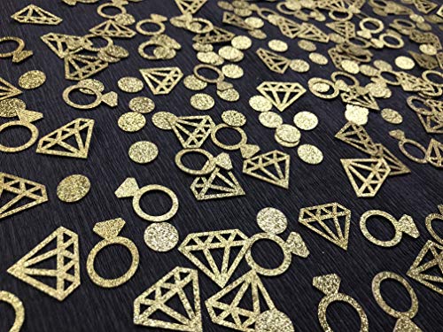 Gold Confetti (300Pcs) Diamond ring confetti Glitter Confetti Wedding Table Decoration Party Table Confetti Bridal Shower Engagement party hen party decor Table Scatter Valentines Day Baby Shower