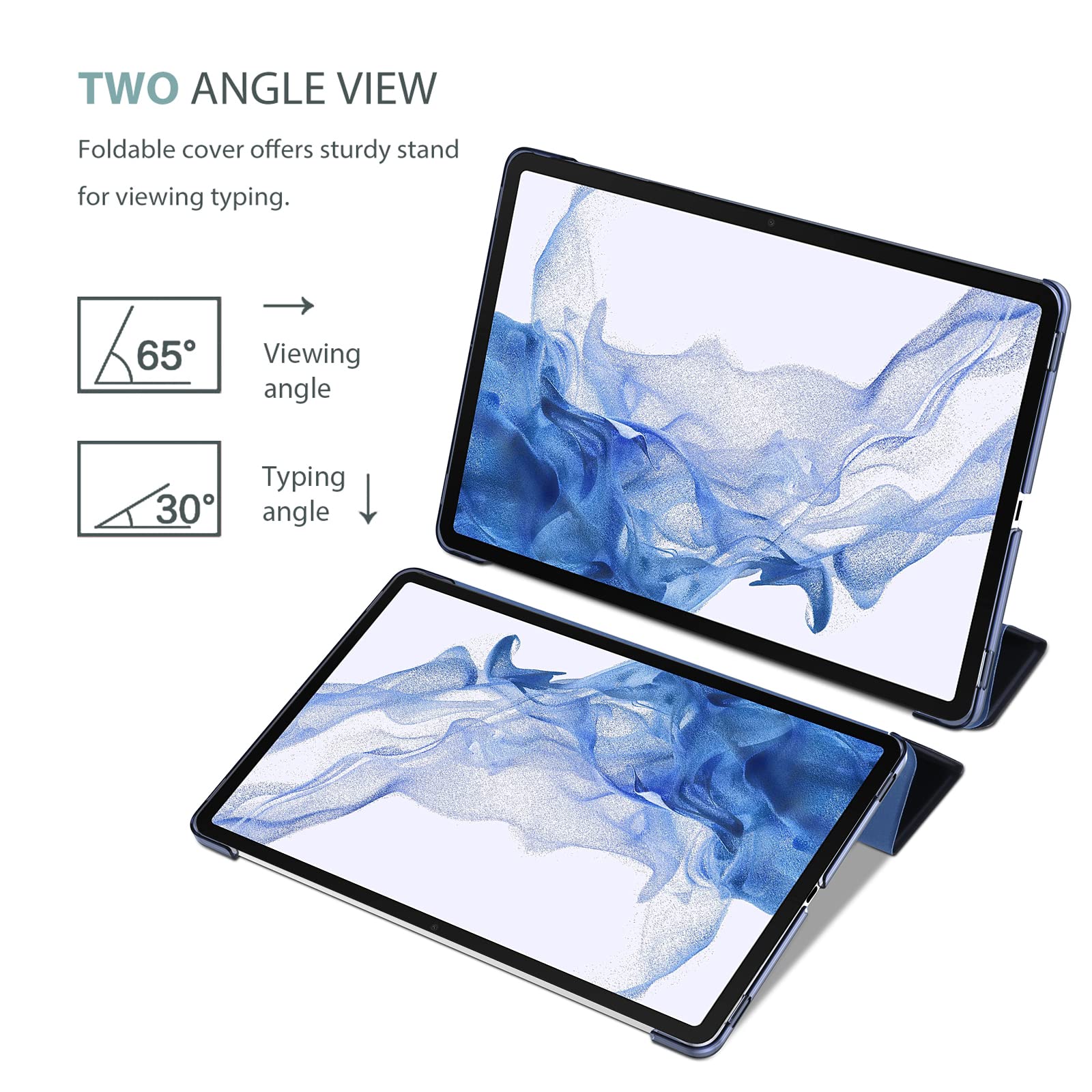 ProCase Cover for Galaxy Tab S8 Plus 2022/ Tab S7 FE 2021/ Tab S7 Plus 2020 12.4 inch Case, Protective Slim Case Folio Hard Back Smart Cover for 12.4” Galaxy Tab S8+ / S7 FE / S7+ -Navy