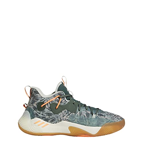 adidas Unisex Harden Stepback 3 Basketball Shoe, Green Oxide/Beam Orange/Off White, 9 US Men