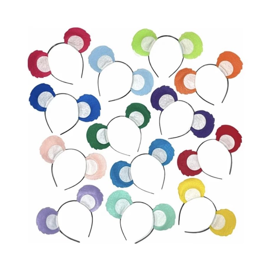 Party Ears 13 Colorful Teddy Bear Ears Headbands - One Size Fits Most, Multi-colored, Unisex - Kids to Adults