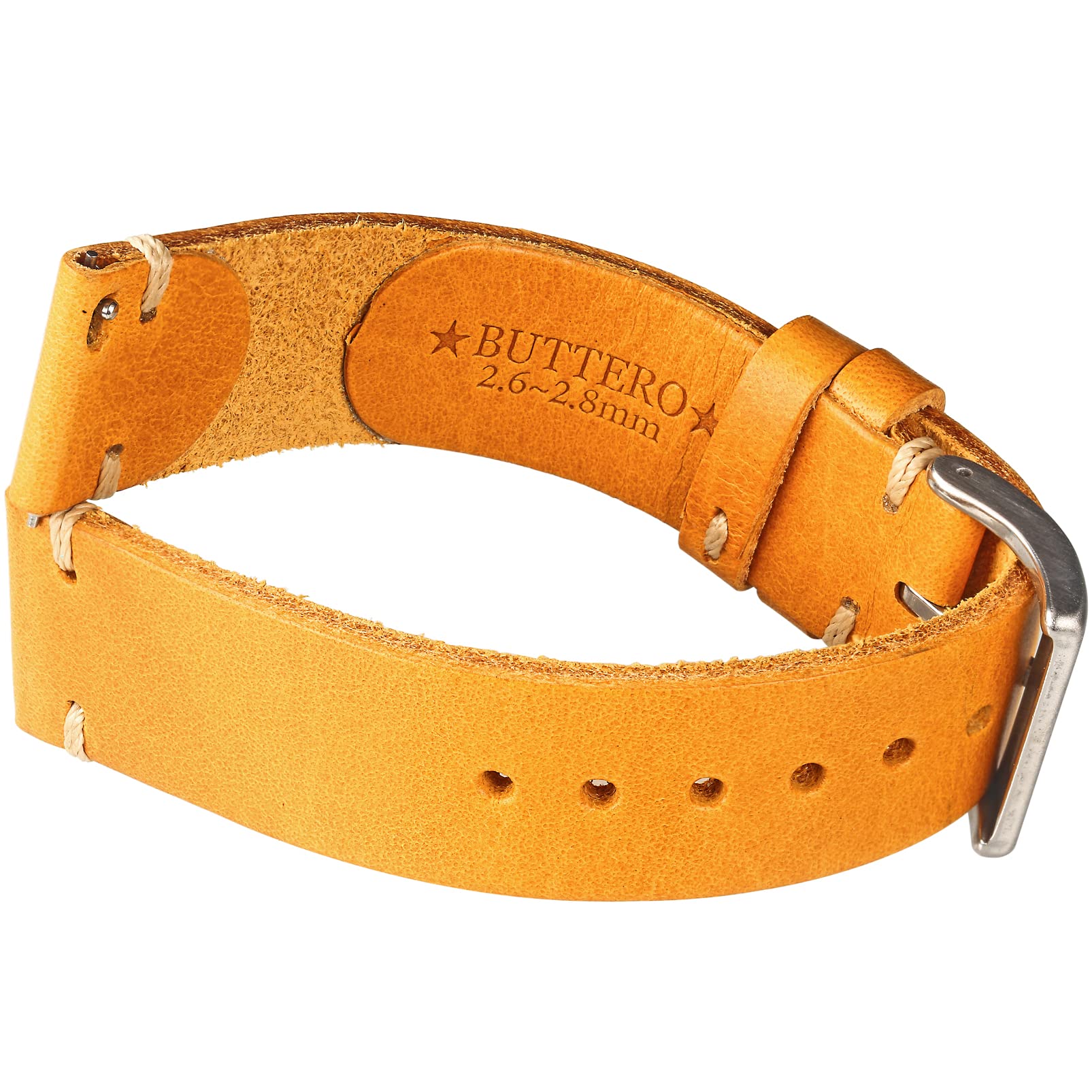 torbollo 20mm Leather Watch Bands for Men, Italian Buttero leather Watch Strap Quick Release Vintage Replacement Wrap Yellow