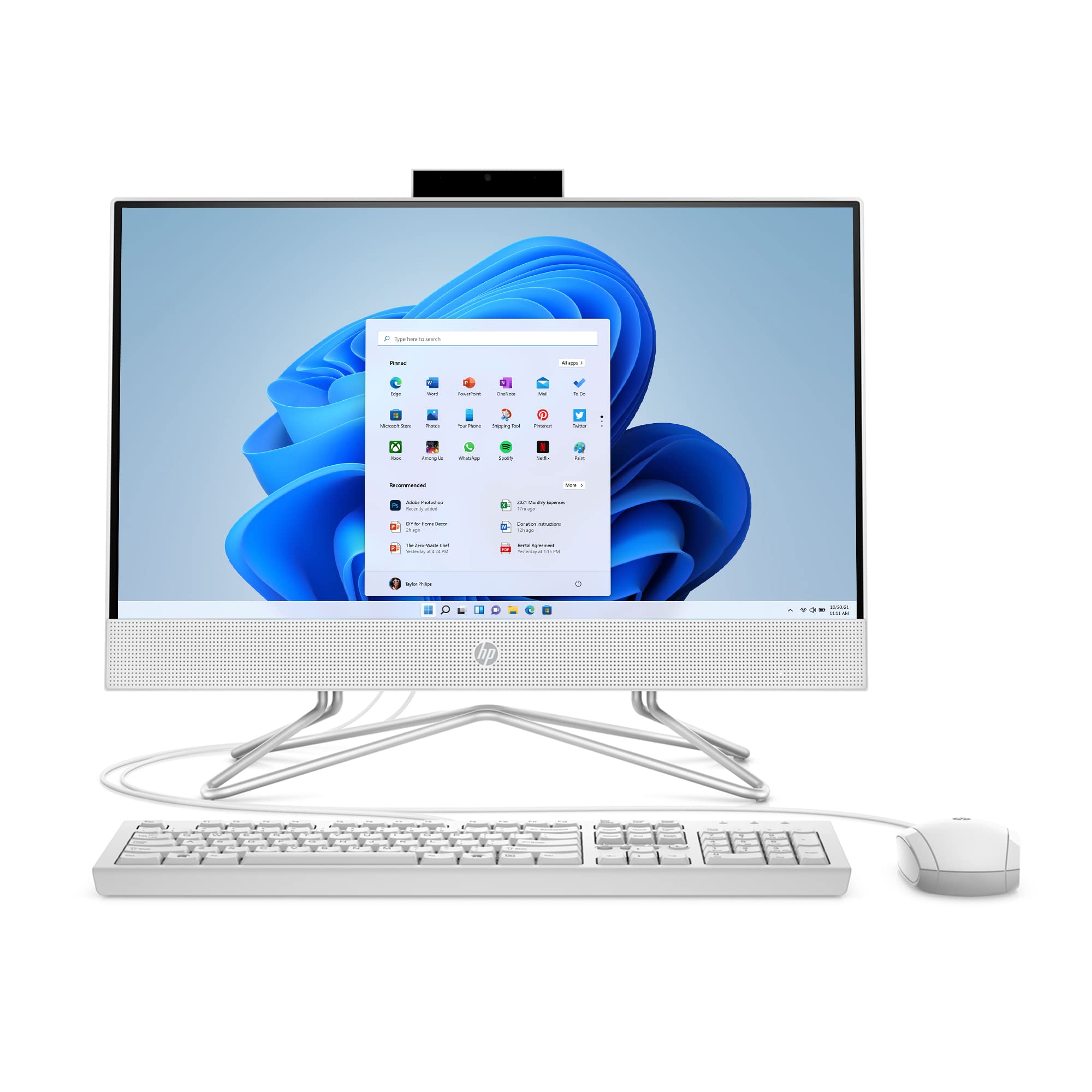 HP 2022 Newest 22-inch FHD All-in-One Desktop Computer Dual-Core AMD Athlon Silver 3050U 8GB DDR4 RAM NVMe M.2 256GB SSD DVD WiFi AC BT RJ45 Webcam Windows 11 Home White w/RE USB3.0 Flash Drive
