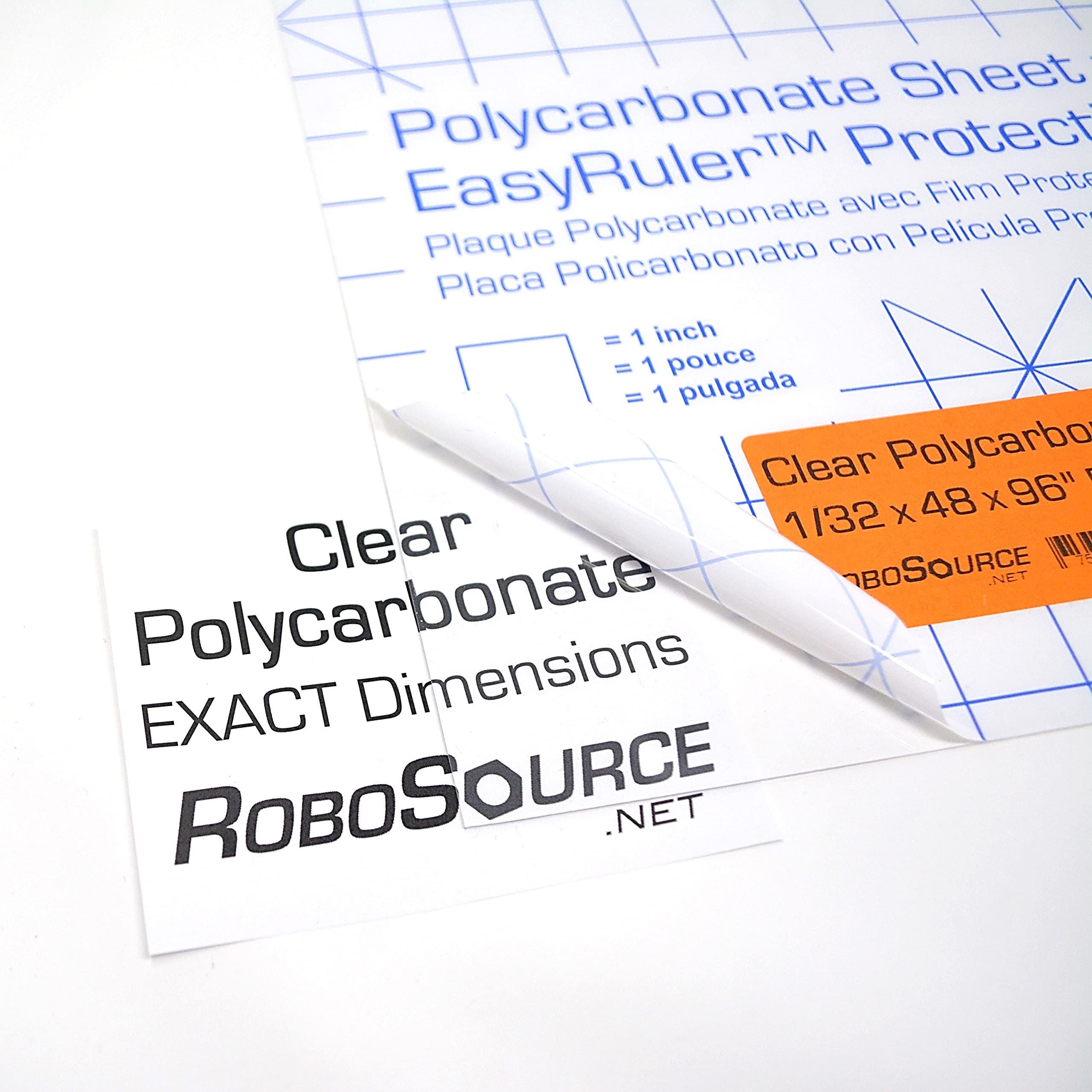 Polycarbonate Clear Plastic Sheet 12" X 24" X 0.030" (1/32") Exact with EasyRuler Film, Shatter Resistant, Easy to Cut, Bend, Mold Than Plexiglass. Window Panel, Industrial, Hobby, Home, DIY, Crafts