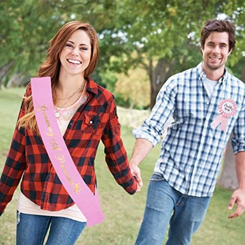GDTO8820 CoolerthingssDG, Growing A Princess Baby Shower Pink Sash Daddy To Be Tinplate Badge Pin Kit