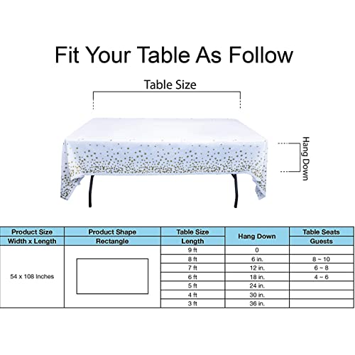 Plastic Gold Star Tablecloth I 4 Pack - Party Table Cloths Disposable Tablecloths for Parties, Birthdays, Weddings I Twinkle Little Stars Tables Cover I Rectangle 54" x 108" Size Covers 6 ft to 8 ft