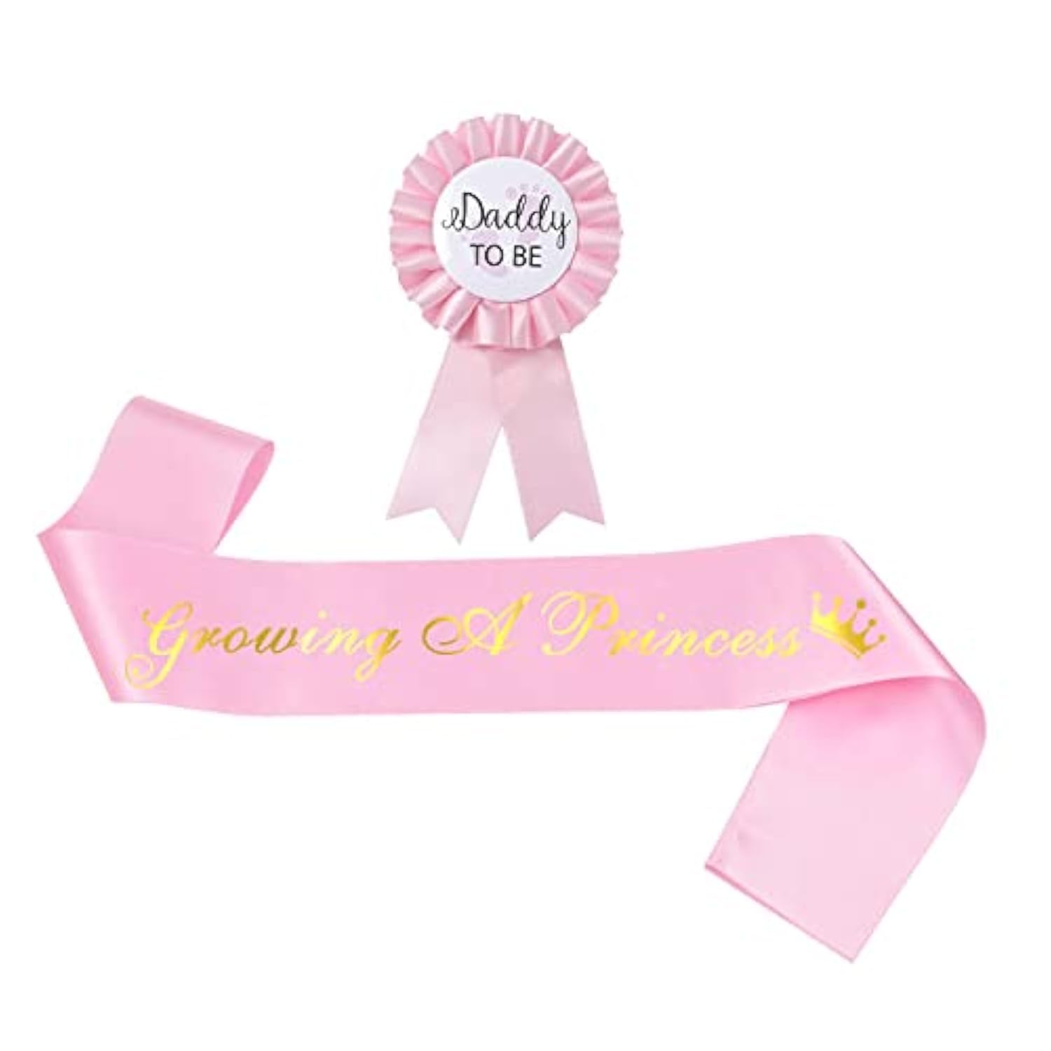 GDTO8820 CoolerthingssDG, Growing A Princess Baby Shower Pink Sash Daddy To Be Tinplate Badge Pin Kit