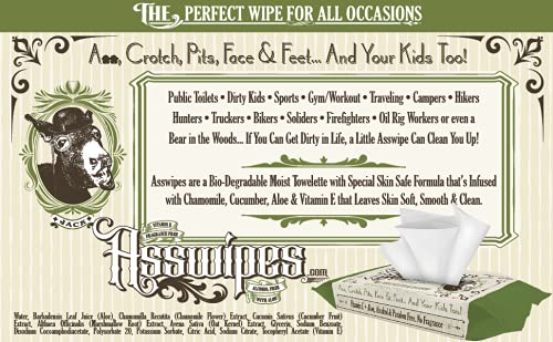 Fresh Body FB Asswipes (1 Pack, 45 wipes) - Flushable Personal Cleansing Body, Butt and Bathroom Wipes with Aloe and Vitamin E - From Adults to Baby - Made Without Alcohol or Parabens