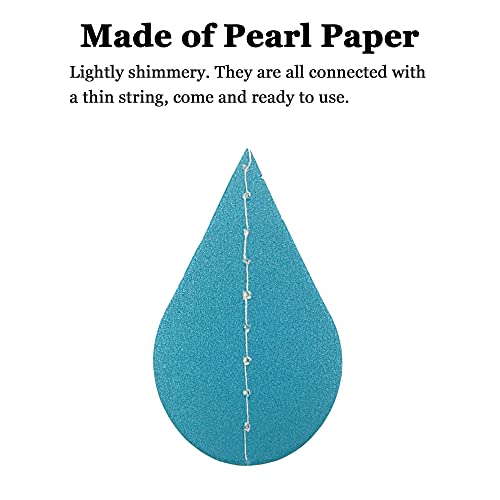 Yzurbu 24 Strings Raindrop Garland Decorations, Paper Hanging Rain Drops Decor Pieces for Baby Shower, Party and Centerpieces Decoration - Blue