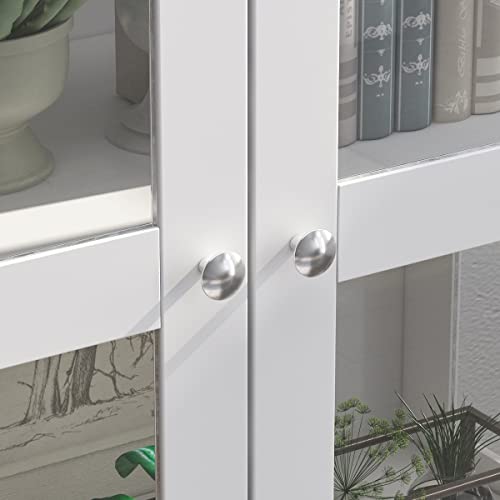 AIEGLE 5-Shelf Bookcase, Tall Display Shelf with 2 Acrylic Doors, Wooden Tall Bookcase Bookshelf Storage Cabinet for Living Room, White (35.4" L x 16.5" W x 72.3" H)