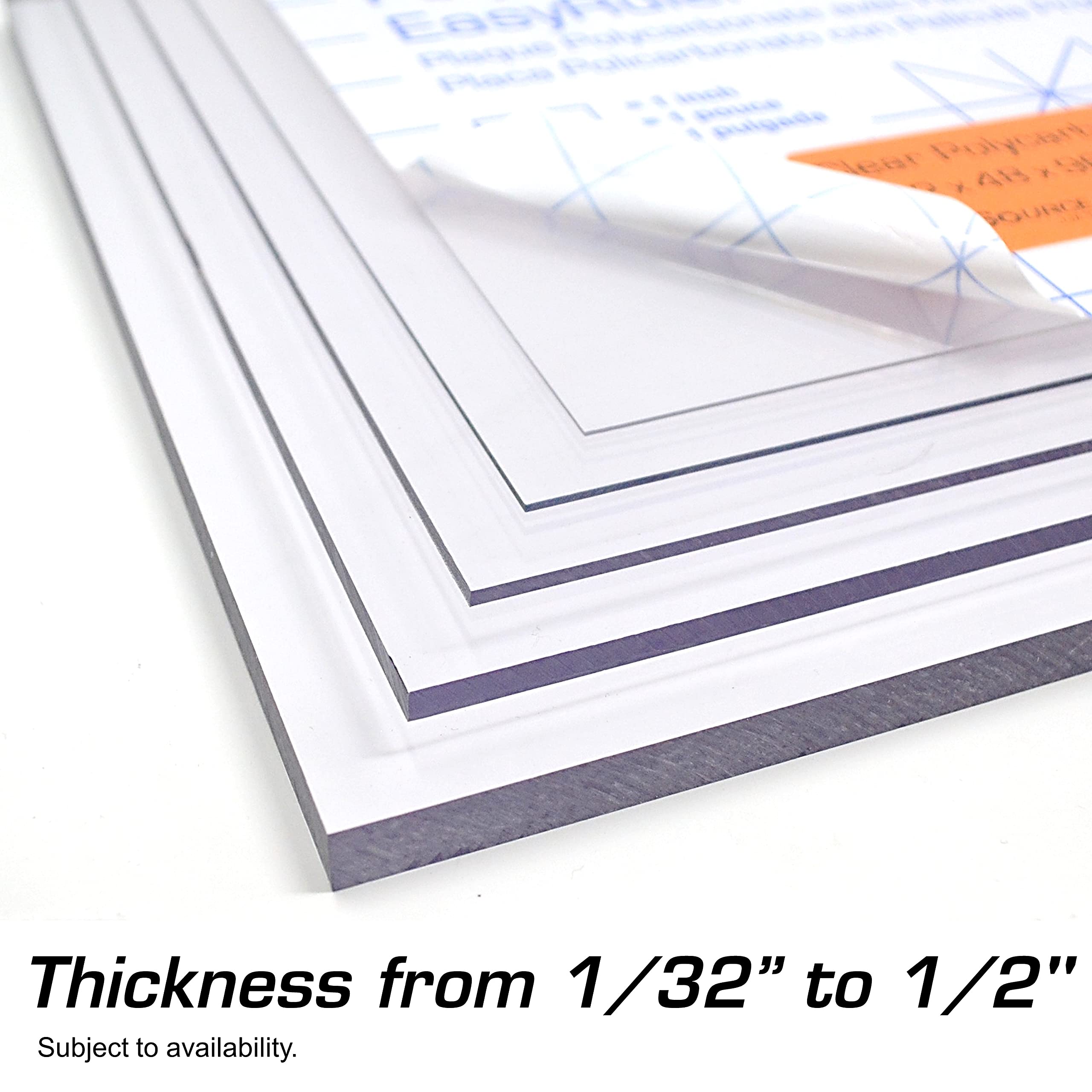 Polycarbonate Clear Plastic Sheet 24" X 48" X 0.236" (1/4") Exact with EasyRuler Film, Shatter Resistant, Easier to Cut, Bend, Mold Than Plexiglass. Window Panel, Hobby, Home, DIY, Industrial, Craft