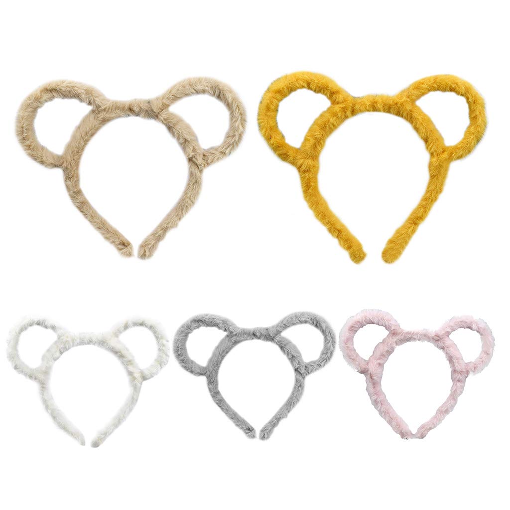XISAOK Women Plush Headband Round Mouse Bear Ears Makeup Hair Hoop Bandana