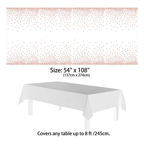 hapray 4 Pack Plastic Tablecloths for Rectangle Tables, Waterproof Disposable Party Table Cloths with Rose Gold Dot, Table Covers for Decorations, Baby Shower, Birthday, Valentine's Day, 54” x 108”