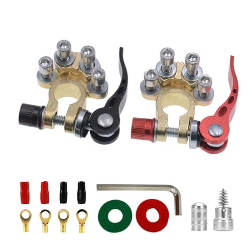 QODOLSI Cables Terminal Connectors Kit,Cables Terminal Connectors,4 Way Quick Release Disconnect Terminals w/ Washers,Marine Car Boat RV Cables Accessories (Multicolored #Full Set) (QODPJ2403MC-2PCS)