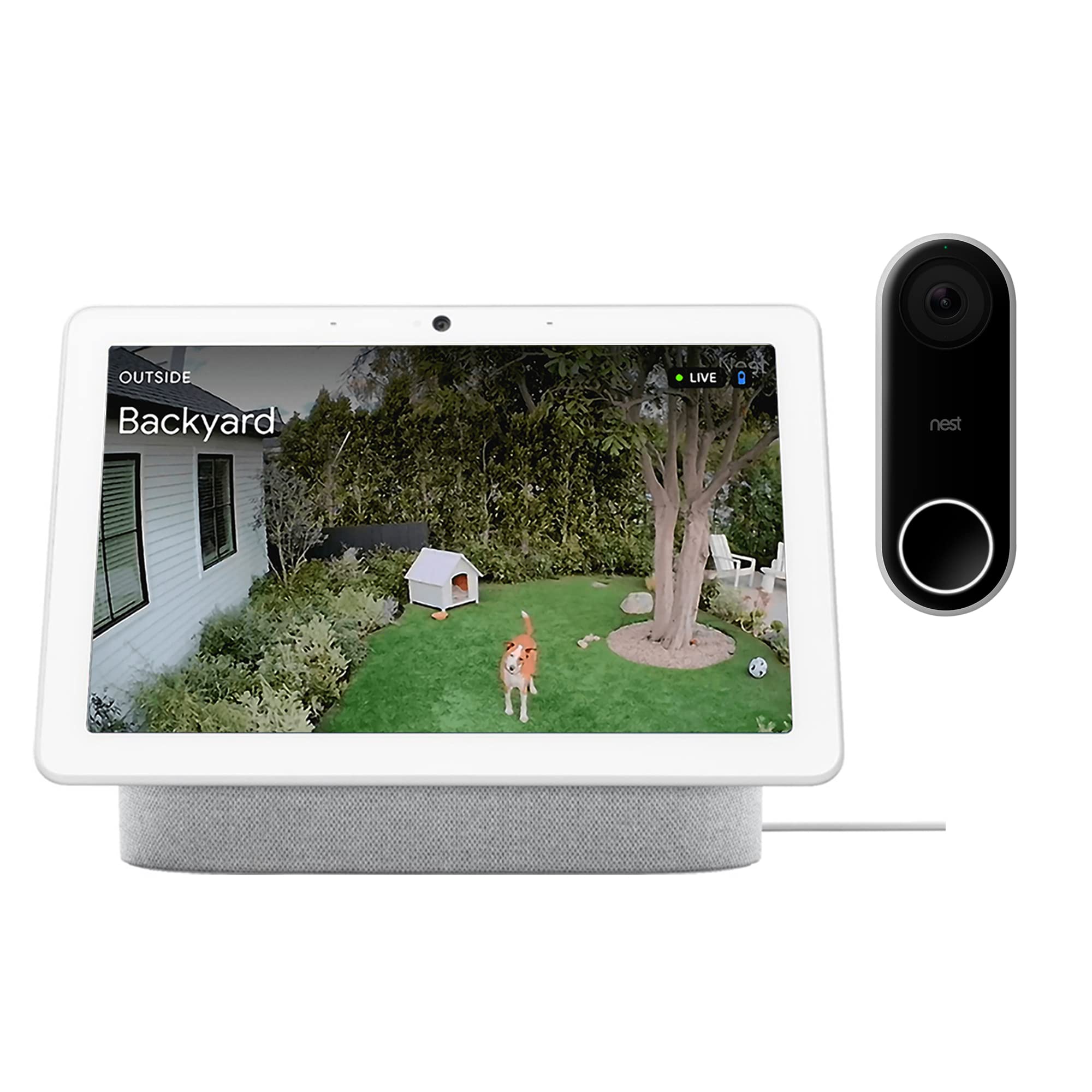 Google Nest Hello Doorbell (Wired) Wi-Fi Video Doorbell with 10/'' Touchscreen Bundle (Renewed), Max Chalk