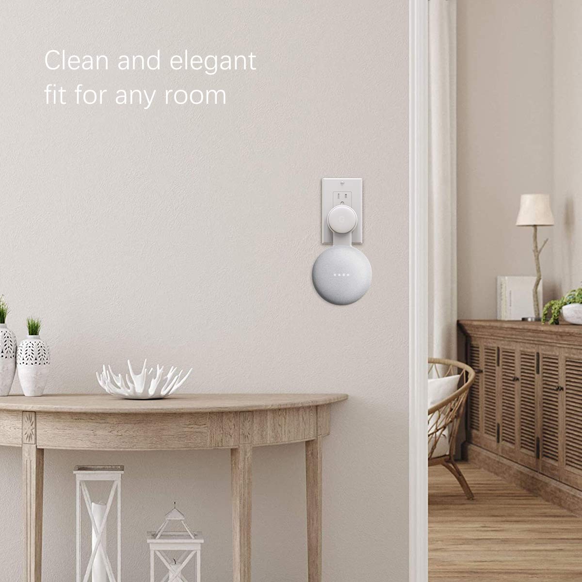 Outlet Wall Mount Holder for Google Home Mini, Perfect Space-Saving Cord Management for Google Home Mini Voice Assistant (2 Pack)