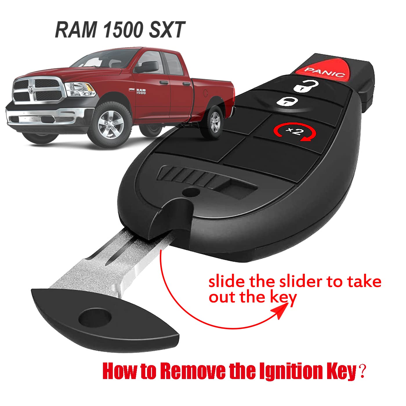 Key Fob FOBIK Replacement for Dodge Ram 1500 2500 3500 Truck Pickup 2009-2012 Journey Challenger/Grand Caravan Jeep Grand Cherokee/Commander Keyless Entry Remote Start Control(M3N5WY783X) 2PCS