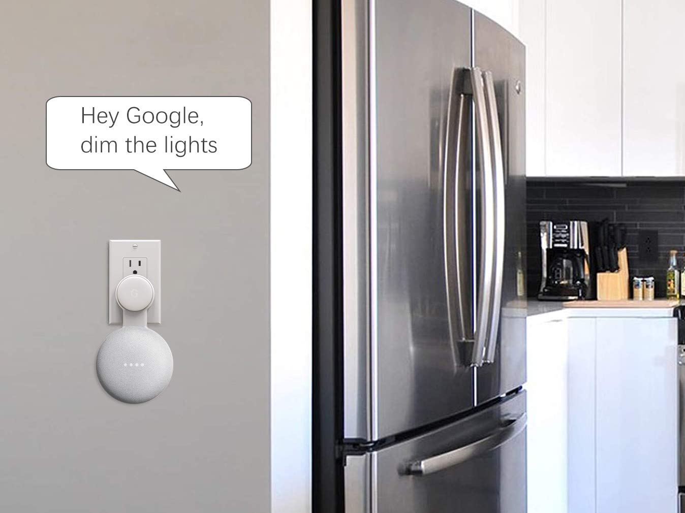 Outlet Wall Mount Holder for Google Home Mini, Perfect Space-Saving Cord Management for Google Home Mini Voice Assistant (2 Pack)