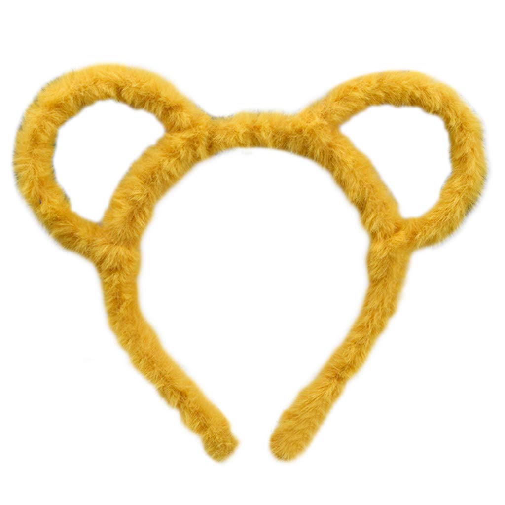 XISAOK Women Plush Headband Round Mouse Bear Ears Makeup Hair Hoop Bandana