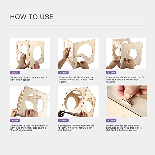 Pllieay 9 Sizes Collapsible Wood Balloon Sizer Cube Box for Balloon Decorations, Balloon Arches, Balloon Columns (2-10 Inch)