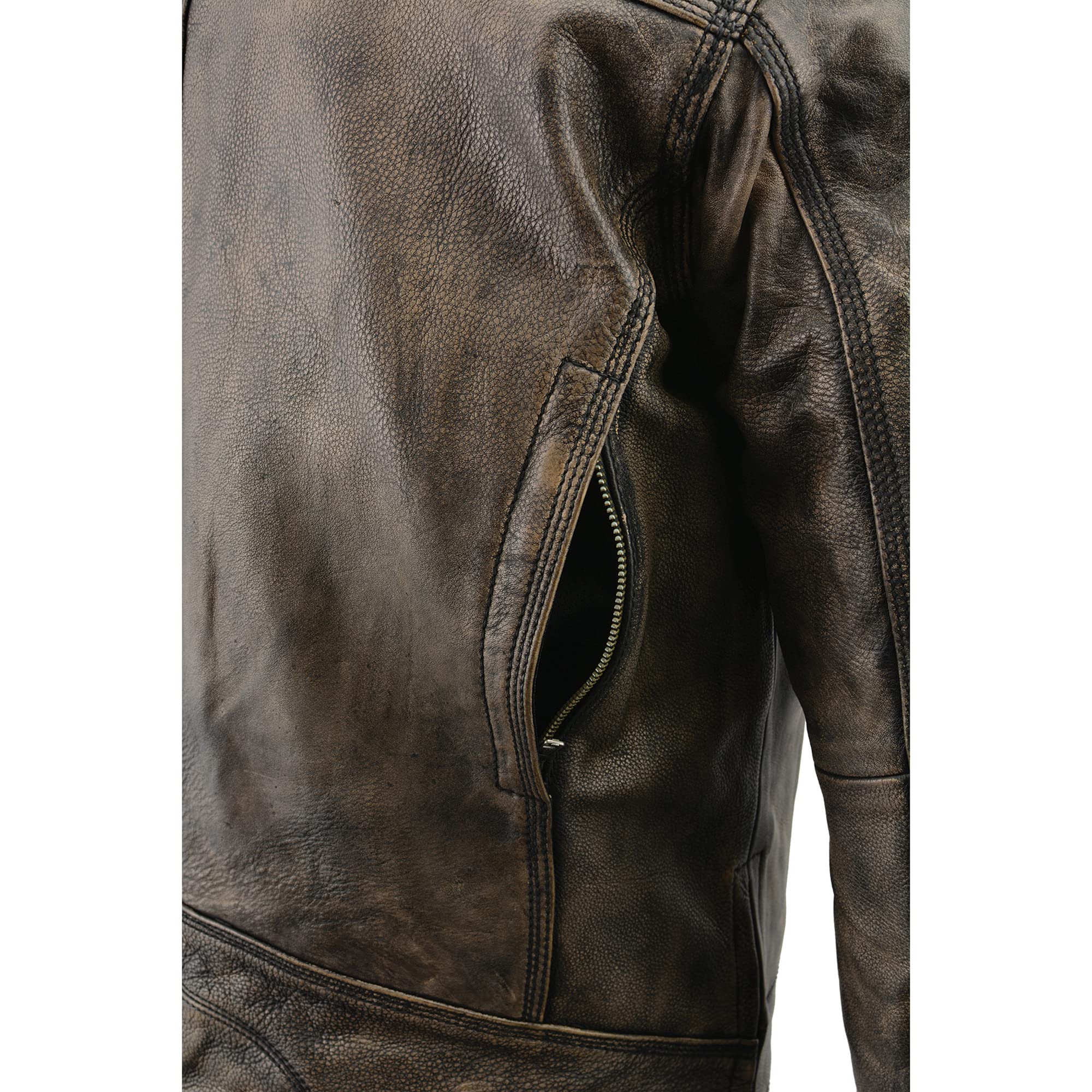 Milwaukee Leather Men's Distressed Scooter Jacket w/Venting Distressed Brown (Medium)