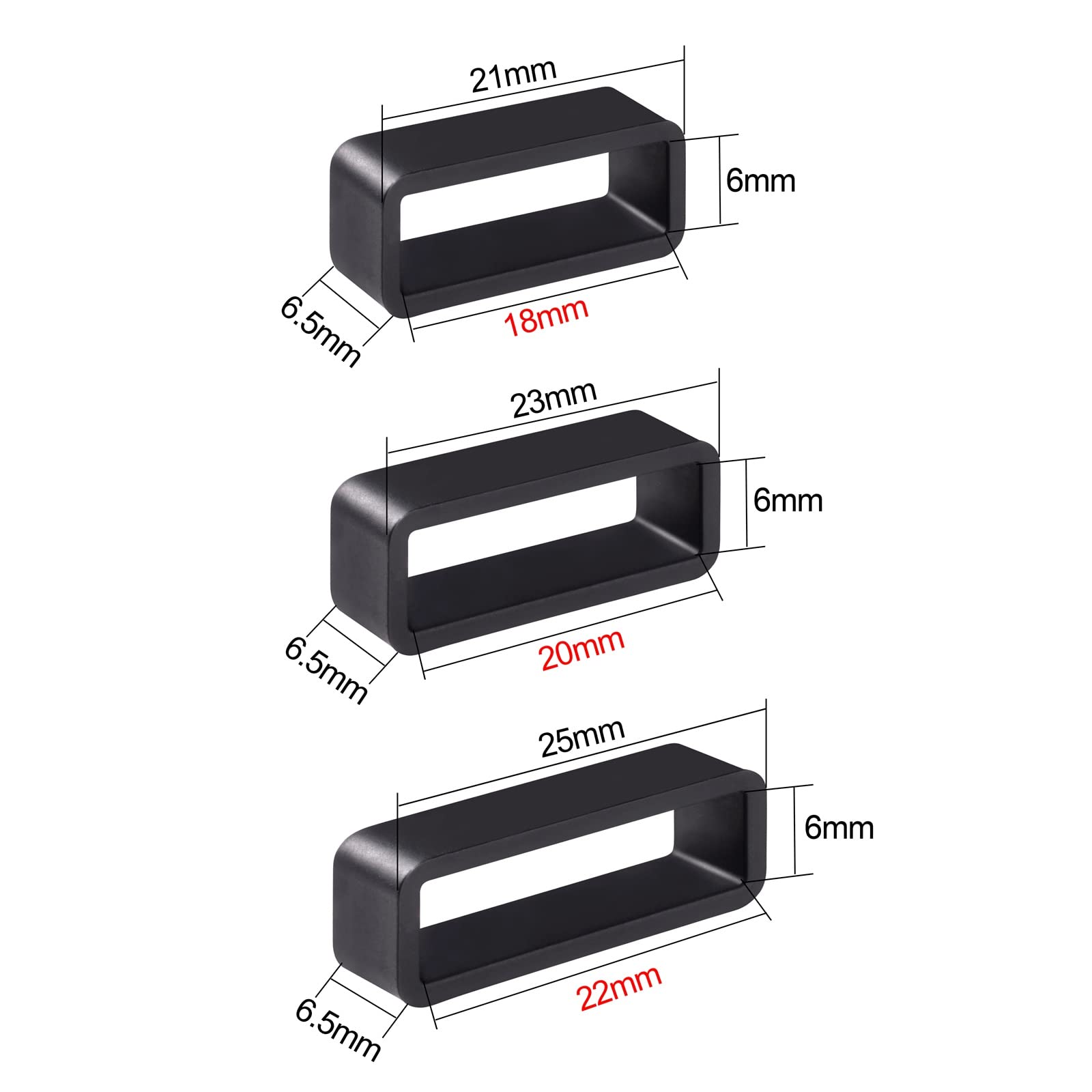 BISONSTRAP Watch Bands Keepers, 6PCS Silicone Watch Straps Replacement Loops, 20mm