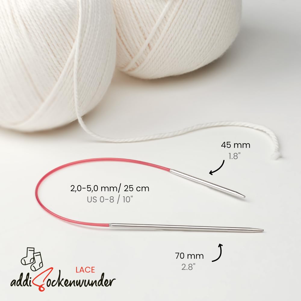 Addi AD7107025-02.00 Circular Knitting Needle, 25cm x 2.0mm, Silver