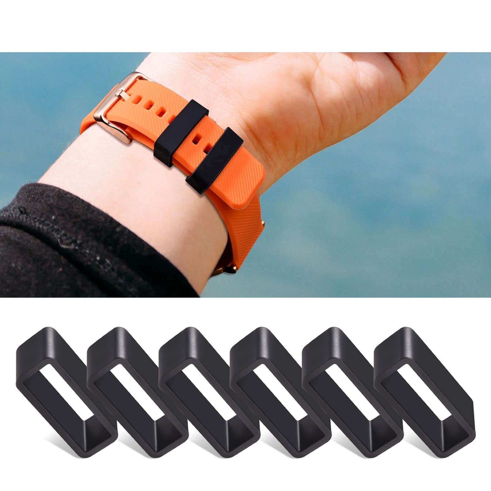 BISONSTRAP Watch Bands Keepers, 6PCS Silicone Watch Straps Replacement Loops, 20mm