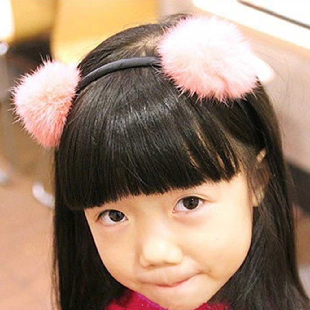 BUYITNOW Fluffy Rabbit Fur Ball Hairband Cosplay Panda Ears Headband