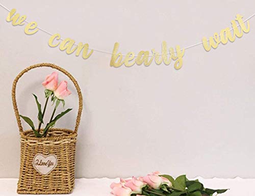We Can Bearly Wait Banner - Teddy Bear Baby Shower Decorations, Decor for a Bear Themed Baby Shower, Smash Cake Props