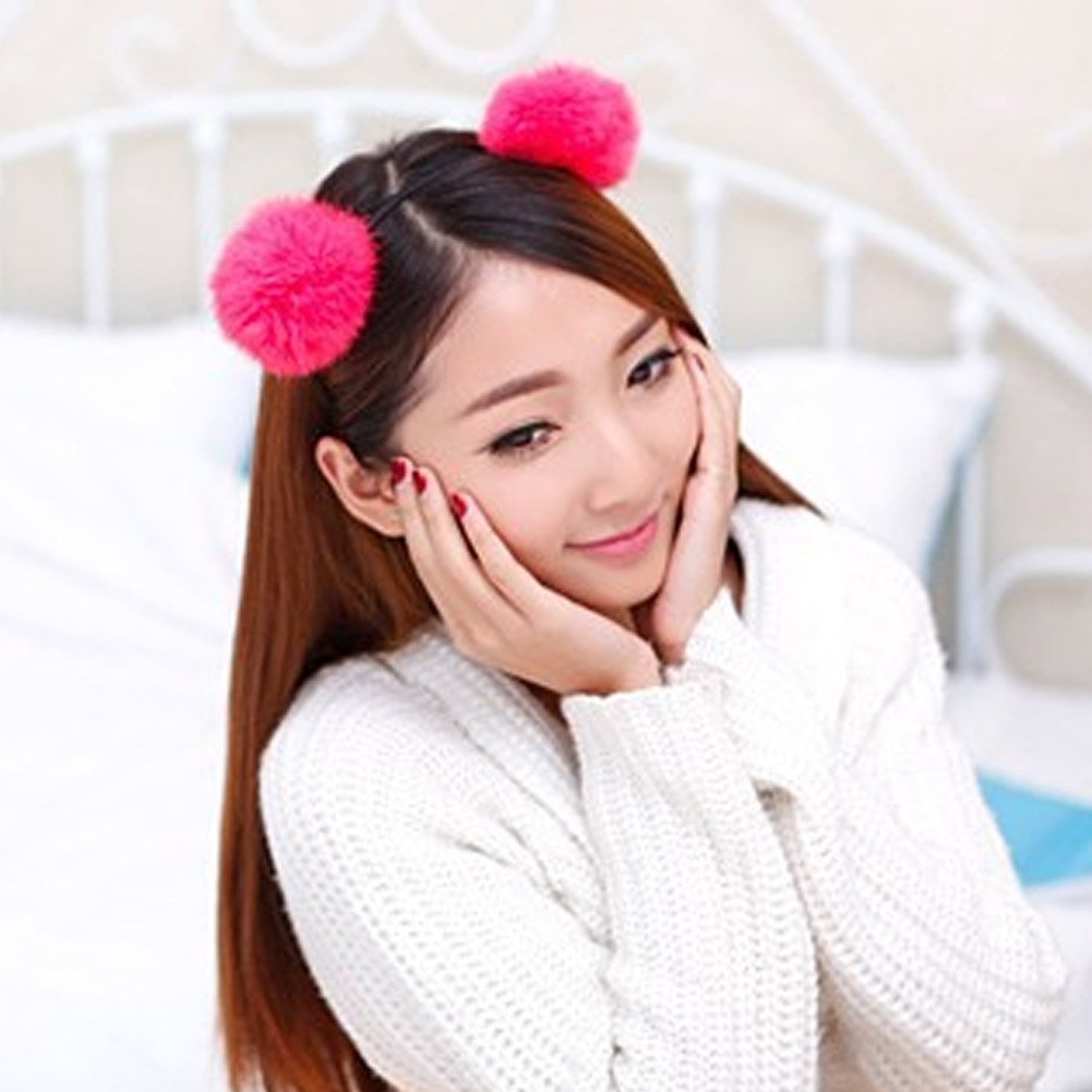 BUYITNOW Fluffy Rabbit Fur Ball Hairband Cosplay Panda Ears Headband