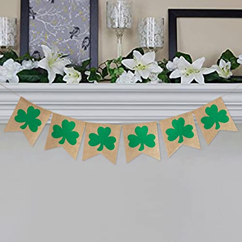 Rustic Shamrock Garland | Burlap Shamrock Garland Banner | St. Patricks Day Decorations | Burlap Clover Garland Banner | Irish Day Celebration Decor 
