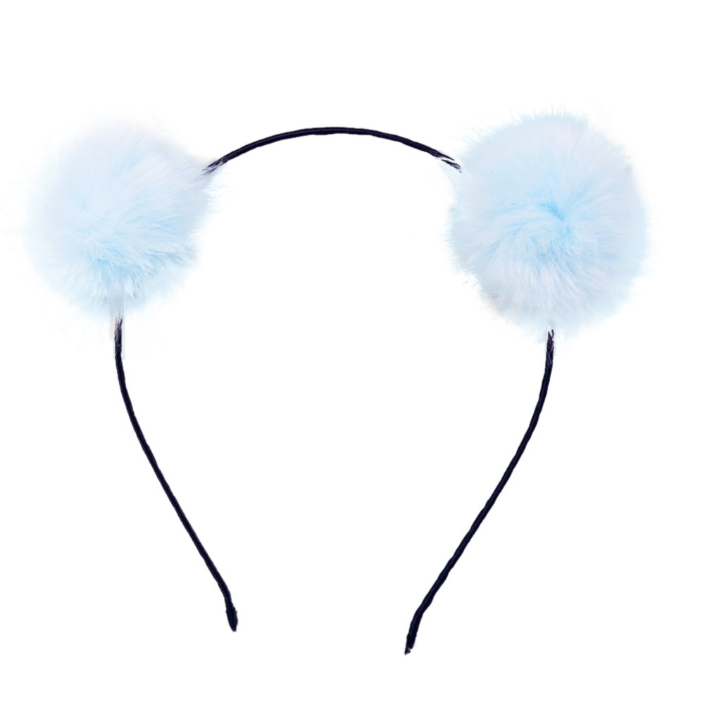 BUYITNOW Fluffy Rabbit Fur Ball Hairband Cosplay Panda Ears Headband
