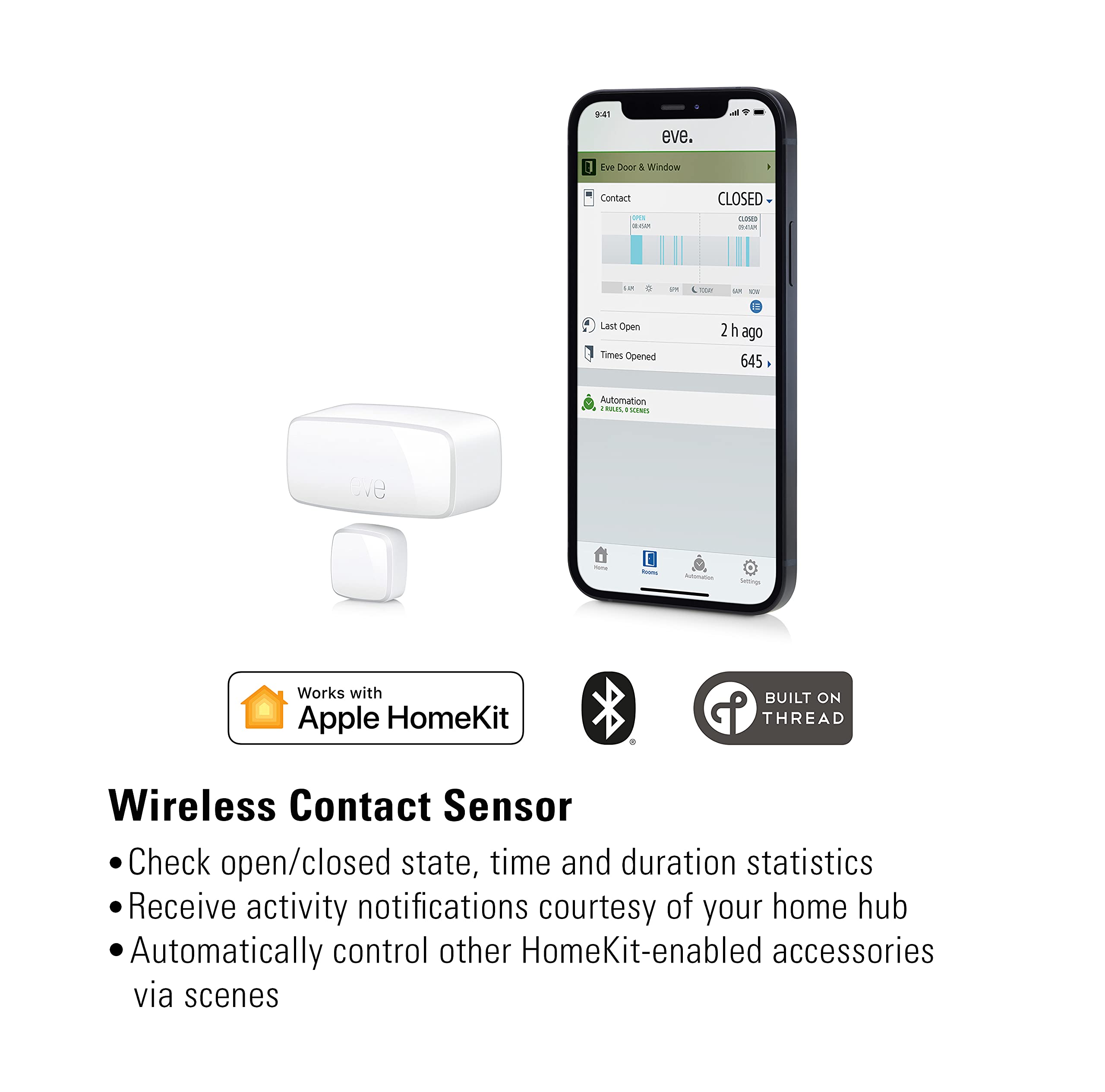 Eve Energy - Smart Plug, App and Voice Control, 100% Privacy, Matter Over Thread, Works & Door & Window & Doors, Automatically Trigger Accessories & Scenes, App Notifications